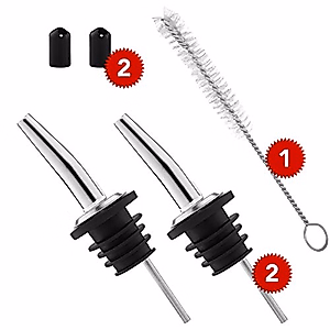 2 Pack Stainless Steel Classic Bottle Pourers Liquor Bottle Pourers Bottle Pourers For Alcohol - Pour Spouts For Liquor Bottles - Liquor Pourers Olive Oil Pourer Alcohol Spouts Bottle Spout Olive Oil