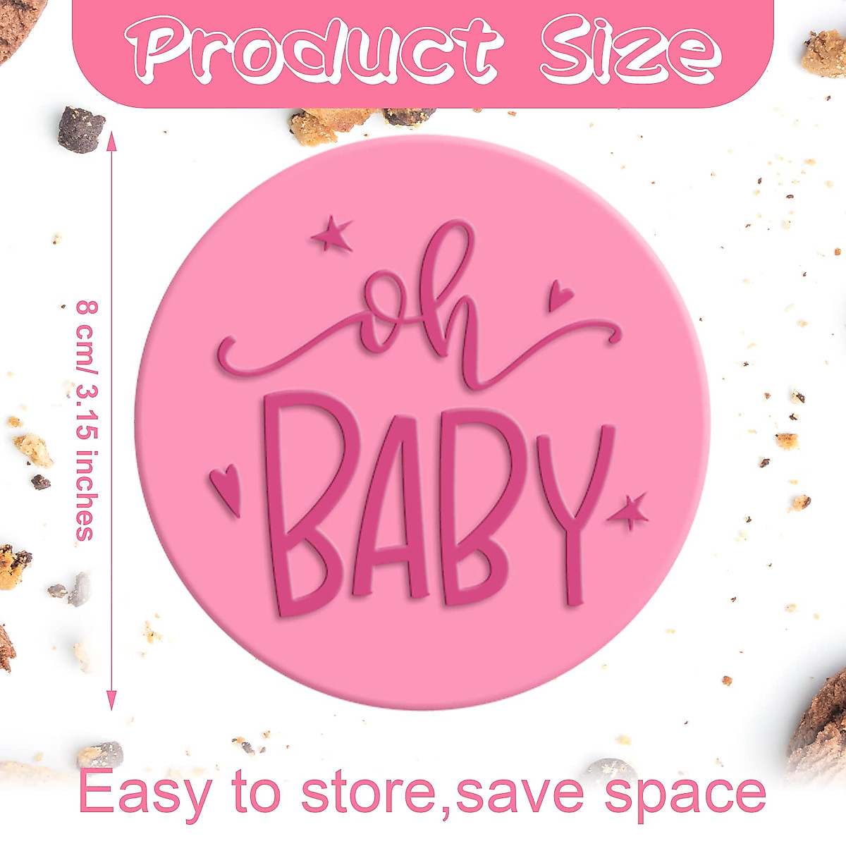 6 Pcs Baby Shower Fondant Embosser Cookie Stamps 3D Design Baby Shower Cookie Cutters Stamp for Party Decorating Fondant Icing Cupcake Cake(Baby)