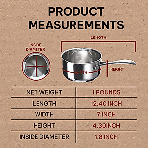 Alva Chef Stainless Steel Saucepan Non Toxic Cookware Induction Compatible 2 Qt PFAS, PFOA & PFTE Free, for Cooking Pan Set, Induction Safe, Add to Your Pots and Pans Set Cookware