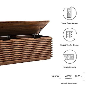 Modway Render 47" Wood Grain Storage Bench in Walnut