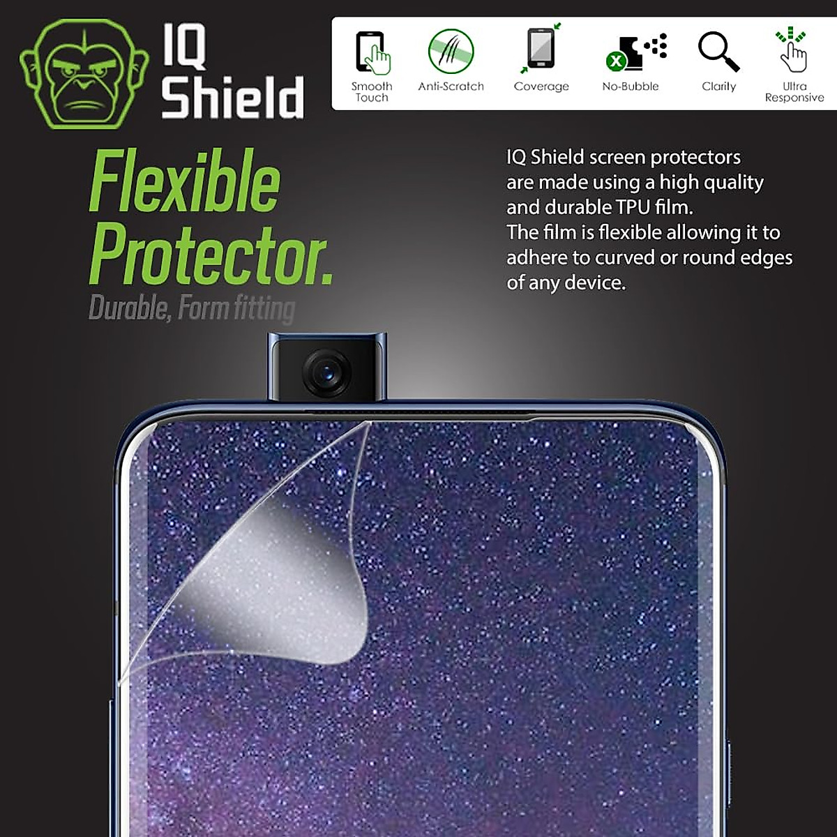 IQShield Screen Protector Compatible with OnePlus 7 Pro (2-Pack)(Case Friendly) LiquidSkin Anti-Bubble Clear TPU Film