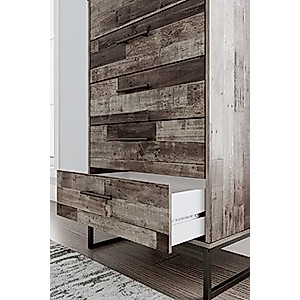 Signature Design by Ashley Neilsville Industrial 5 Drawer Chest of Drawers with Smooth-Gliding Drawers and Safety Stop, Gray