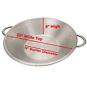 LAVO HOME 22 Inch Carnitas Cazo Flat Bottom Comal Stainless Steel Caso Pot Pan Wok Gas Stove 21 Qt