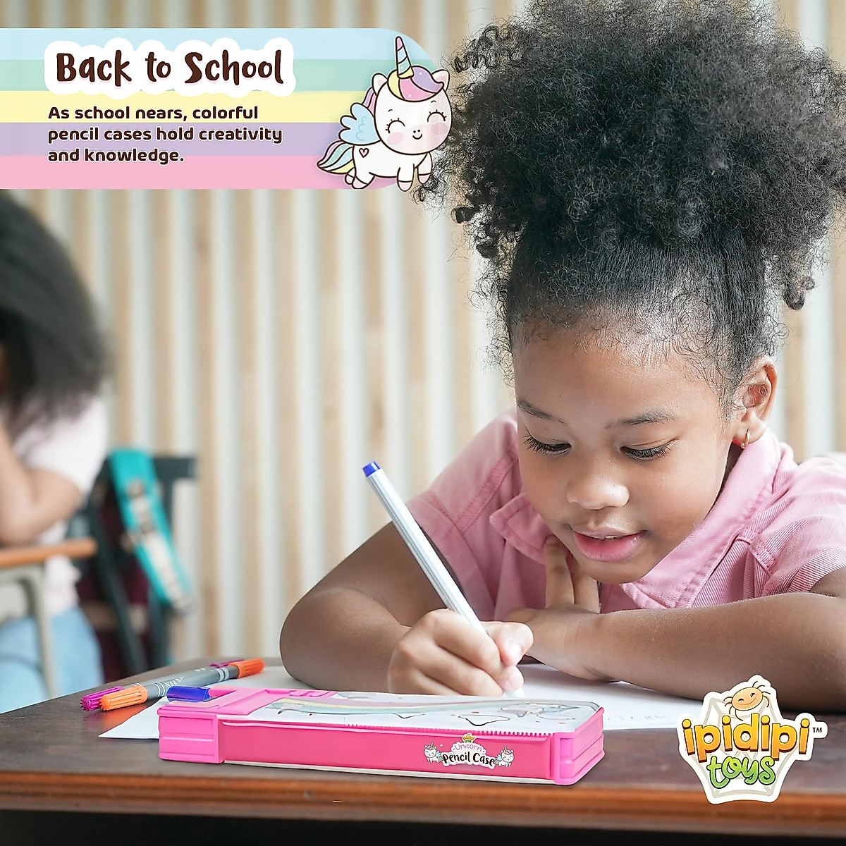 Pop Up Unicorn Pencil Case for Kids, Multifunction Stationery Organizer Box with Calculator, Sharpener, and Pencils, Cute School Supplies, Best Birthday Present for Girls and Teens in Gift Box