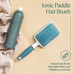 Hair Brush for Thick Hair with Ionic Minerals - Paddle Brush for Men and Women, for Blow Drying, Straightening - Gentle Bristles, Easy Comfort Grip Flat by Osensia (Oval Brush)