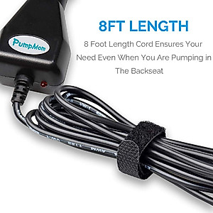 PumpMom 12 Volt Car Adapter for Motif Luna Breast Pumps, Replacement Vehicle Lighter Power Adapter Charger for Motif Luna(8 Ft Long Cord)