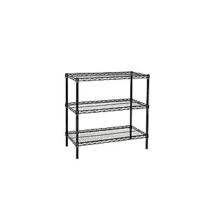 Omega 18" Deep x 48" Wide x 36" High 3 Tier Black Starter Shelving Unit