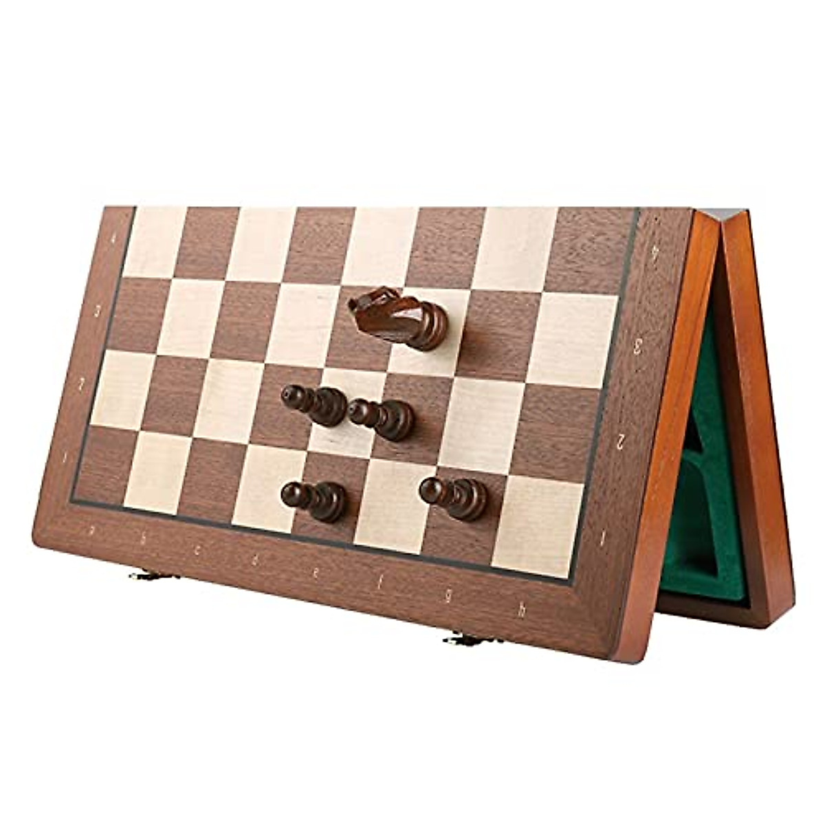 THPT High Class Wooden Chess Set, Magnetic Chess Pieces, Folding Chessboard, Universal Standard Board Game for All Ages, 40 x 40 cm Board Games (Color : Mahogany Material)