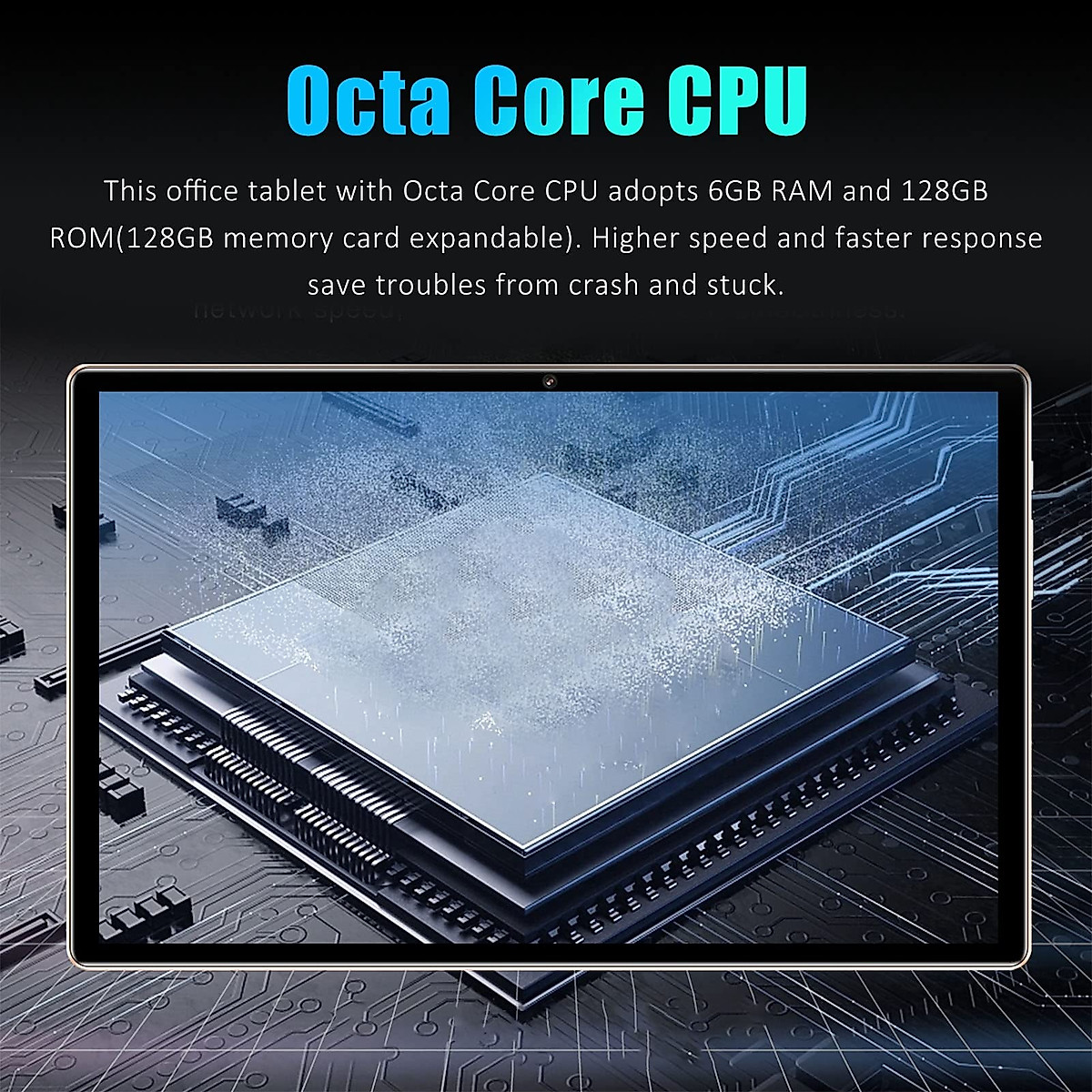 10.1 Inch Tablet, FHD 6GB RAM 128GB ROM Tablet, Octa Core CPU Dual Camera 5G WiFi 4G LTE Tablet with BT Keyboard for Office, Business, Gaming 100‑240V Gold (US Plug)