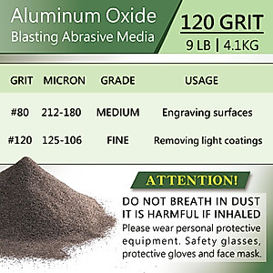 #120 GRIT Aluminum Oxide Powder for Sand Blasting - Sand Blaster for air Compressor, Metal Sandblasting Sand - 9LB