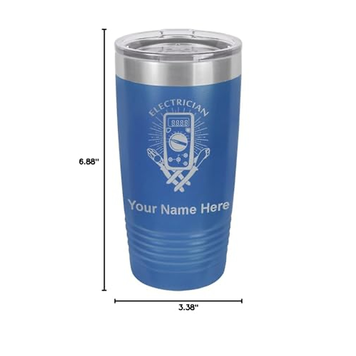 LaserGram 20oz Vacuum Insulated Tumbler Mug, Electrician, Personalized Engraving Included (Dark Blue)