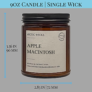 Arctic Wicks 3 Pack Fall Candles Honey Spiced Pear, Pumpkin Spice Latte, Apple Macintosh | Coconut Beeswax Candles | 9oz Amber Jar | Farmhouse Candles Non-Toxic Clean Burn 100% USDA Certified Biobased
