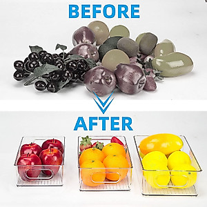 Eco Moda Set Of 6 Refrigerator Organizer Bins - 3 Sizes Stackable Plastic Clear Food Storage Bin