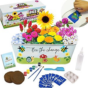 Paint & Plant Kids Gardening Set – with 10 Sticker Stencils I Flower Growing Gardening Kit for Kids & 6 Year Old Girl Gifts I Fun Arts & Craft Gift for Girls Ages 4 5 6 7 8 for Spring & Birthday