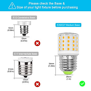 Refrigerator Light Bulb Replacement AC100-265V 3.5W Refrigerator Bulbs,Tiny LED Fridge Light Bulb, 4W Equivalent 40W-60Watt Appliance Light, E26 Medium Screw Base, Warm White 3000K 600LM, 1-Pack