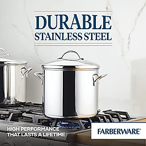 Farberware 50008 Classic Stainless Steel Stock Pot/Stockpot with Lid - 12 Quart, Silver