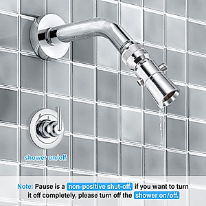 Enhon 1 Set 2 Setting Pivoting Single Spray Shower Head with Shut Off Valve Replacement for 52652-PK Compatible with Delta Shower 2.5 GPM Brass Water Saving Shower Head Chrome 1" Diameter Spray Face
