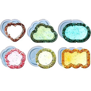 Cloud Heart Flower Shape Tray Molds with Edge Jewelry Tray Candle Holder Mold Plate Dish Container Resin Casting Mould Jewelry Storage Tray Silicone Mold DIY Craft Supplies Storage Container