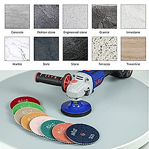 Sali 10 Pack Diamond Polishing Pads 4 Inch Wet/Dry Granite Stone Polish Pad Kit for Drill, Grinder, Polisher Polishing Pad for Concrete Marble Stone Countertop Quartz 1000# Grit