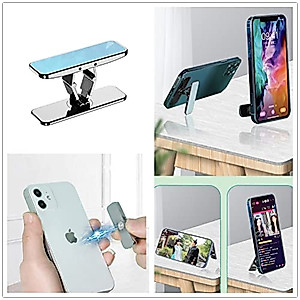 Foldable Cell Phones Kickstand 360°Rotation Multi-Angle Horizontal Vertical Invisible Mini Folding Desk Mount Holder for iPhone Smartphones (Light Blue)