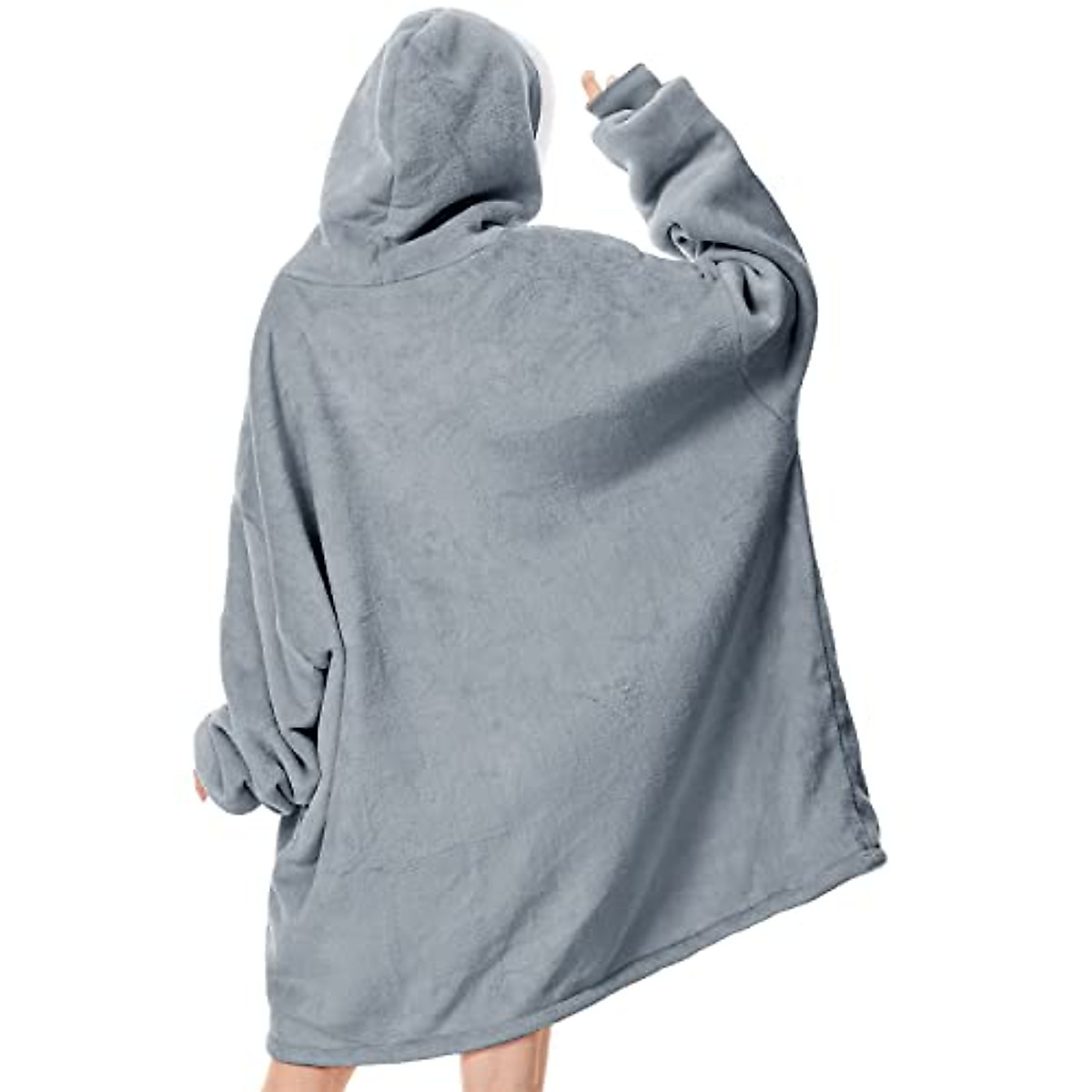 American Trends Wearable Blanket Oversized Blanket Hoodie Comfy Hooded Blanket Snuggies for Women Men Sweatshirt with Big Pockets Grey One Size