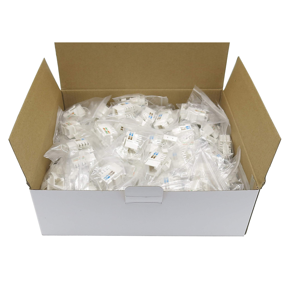 CNAweb Cat5e RJ45 Modular Keystone Jack, 110 Style, White - Box of 100