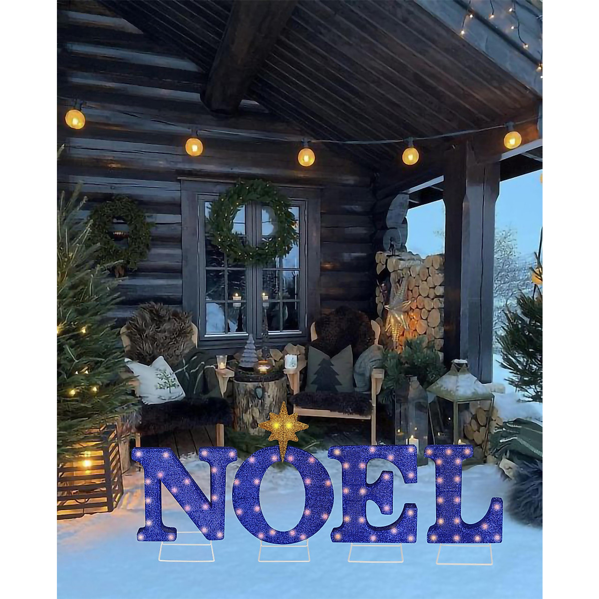 Noel Nativity Set - Outdoor Christmas Decoration for Christmas Indoor Lawn - Religious Scene Yard Sign Decor with Stakes for Home - 12.6” Tall Pre-Lit 70 Lights (Set of 4)