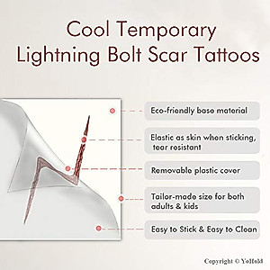 YoHold Wizard Lightning Bolt Scar Temporary Tattoos for Halloween, Wizard Theme Party Decorations, 24pcs/Pack