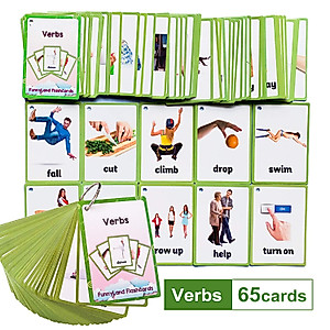 Verbs/Adjectives Flash Cards English Flash Cards Pocket Card Learning Toys for Children Pre-Kindergarten Kids Education Aids