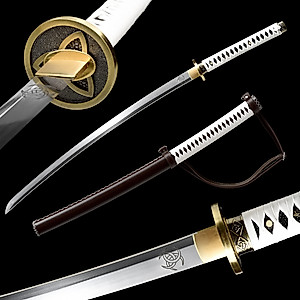HanBon Forged The Walking Dead Sword Michonne Katana Sword Real Japanese Samurai Sword Katana T10 Steel Full Tang Blade Sharp Can Cut Bamboo Trees