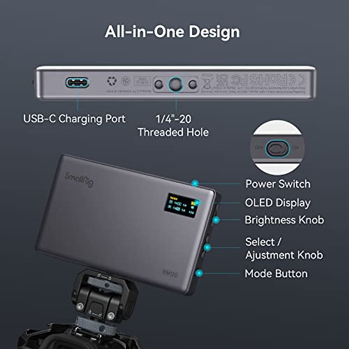 SmallRig RM120 5000mAh Camera Light Panel RGB Video Light Professional LED On Camera Video Light Portable Lights for Photography 2500K-8500K 98+ CRI Full Color for TikTok,Video Conference 3808