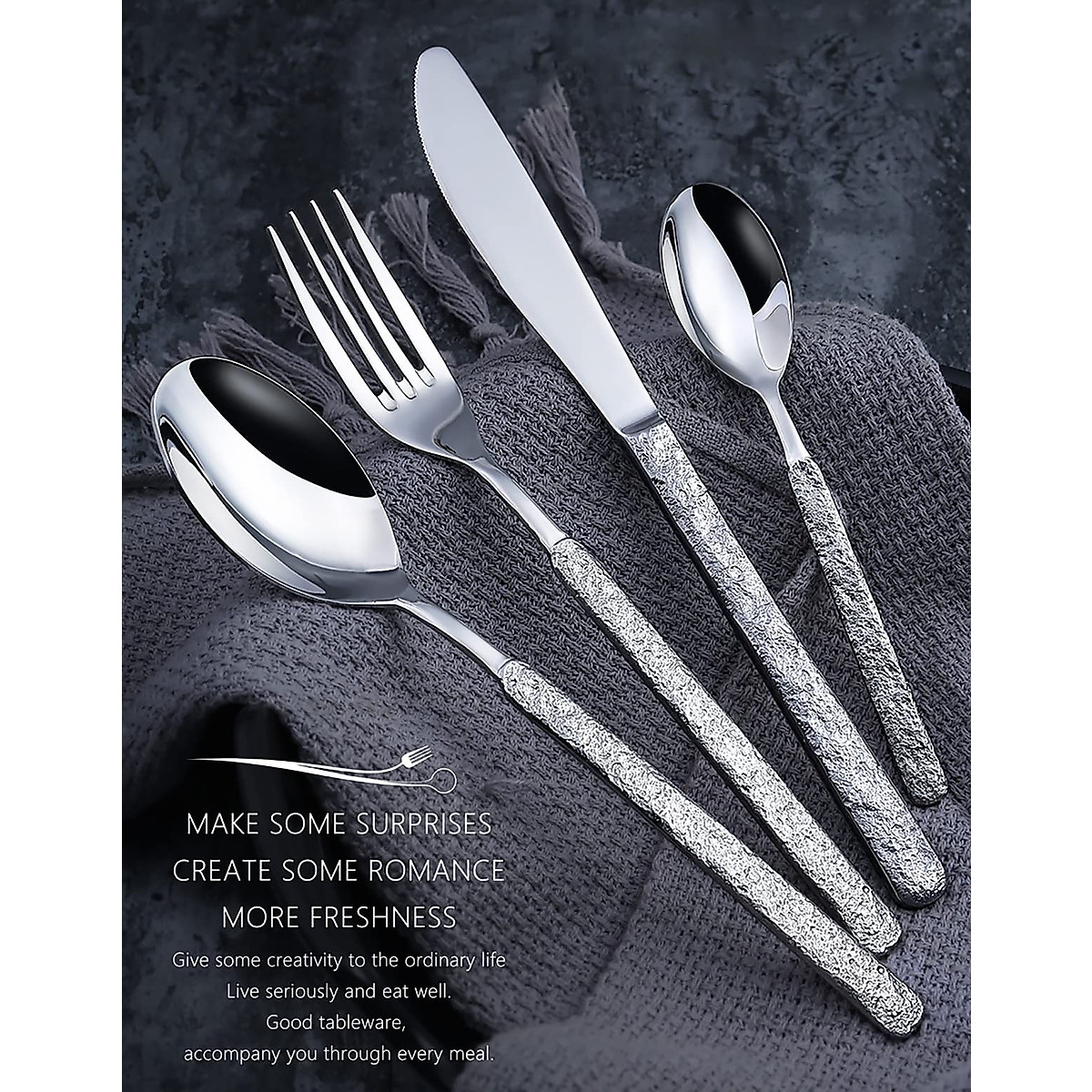 IKXO 35 Piece Silverware Set,Stainless Steel Silverware Set, Modern Sleek Flatware Set, Include Knife/Fork/Spoon & Long Teaspoon/Salad Fork Mirror-Polished & Dishwasher Safe Cutlery
