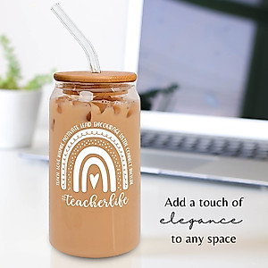 Teacher Appreciation Gifts for Women - Thank You Teacher Gifts, Teacher Gifts for Women - Gifts for Teachers Women - Teacher Valentines Day Gifts, Teacher Valentine Gift - 16 Oz Teacher Can Glass