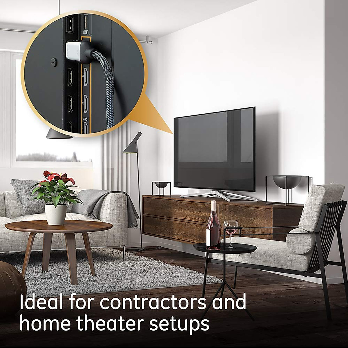 GE 4K HDMI Cable, 6 ft. Premium HDMI 2.0 High Speed 18 Gbps with Ethernet, 4K 60Hz, 1440p 1080p 120Hz, HDR, for HDTV, Streaming, Blu-ray, Gaming, PS4 Pro PS5 Xbox, 33512