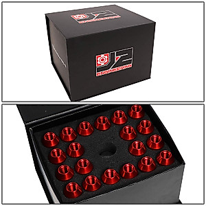 J2 Engineering LN-T7-026-15-RD 7075 Aluminum M12 x 1.5 25mm OD / 70mm 20x Lug Nut + 1x Key, Red