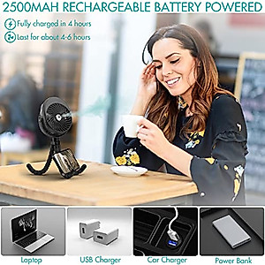 YONHISDAT Misting Fan for Stroller, Portable Clip on Fan for Baby, Rechargeable Mist Fan with Flexible Tripod for Stroller, Crib, Treadmill, Car Seat
