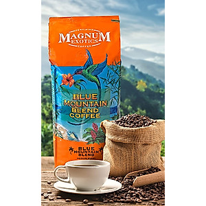 Magnum Exotics Coffee, Blue Mountain Coffee Blend - Medium-Light Roast, Whole Bean, Made from 100% Arabica Bean Coffee, Rich & Smooth Flavor, Fresh Roast - Blue Mountain Blend, 2 Lb