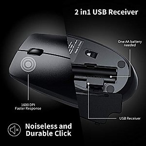 Wireless Keyboard and Mouse Combo, 2.4G Full-Sized Ergonomic Computer Keyboard with Wrist Rest and 1600 DPI Wireless Noiseless Mouse for Windows, PC, Laptop, Windows XP/7/8/10 (Black)
