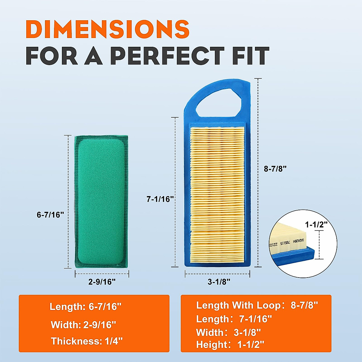 Hipa 698083 697153 Air Filter for John Deere LA115 LA105 L100 Z225 LA110 GY20573 Craftsman LT1000 LT2000 Mower 794422 795115 697015 697634 797008 697776 14-20 HP Intek Engines (3Pack)