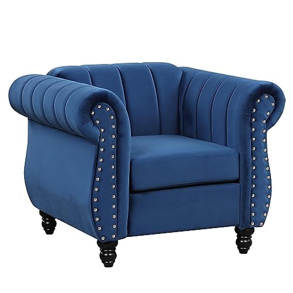 Merax, Blue 39" Modern Sofa Dutch Fluff Soft Upholstered Couch Loveseat with Solid Wood Legs for Living Room