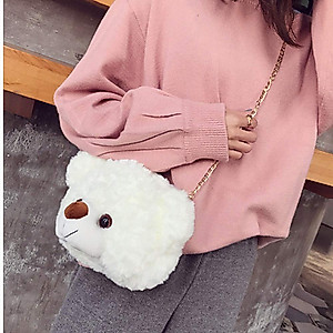 Womens Cute Plush Crossbody Shoulder Bag Fluffy Chic Plush Wallet Purse Furry Handbag with Chain