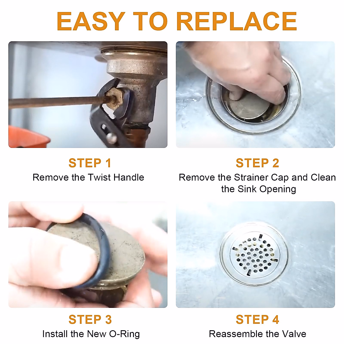 Plunger O-Ring Gasket Compatible with T&S Brass 010389-45, Twist Waste Drain Valve Stopper O-Ring for 3-Tier Sink Drains, Sink Drain O-Ring Prevents Leaks and Keeps Kitchen Sink Running Smoothly-4 pcs