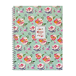 Pukka Pad, Blossom Single Subject Spiral Bound Notebooks with 100 Pages of 3 Hole-Punched 80GSM Lined Paper with Perforated Edges – 10.5 x 8in – 6-Pack