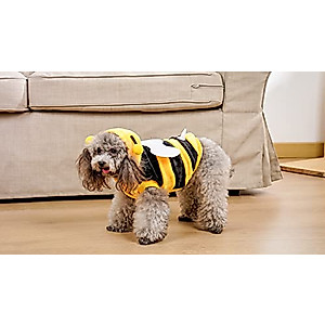 Filhome Pet Bee Dog Costume, Halloween Dog Hoodies Outfits Cute Cat Hooded Coat Warm Apparel Fall Winter Christmas Cosplay Clothes for Small Medium Pet(XL/Yellow)