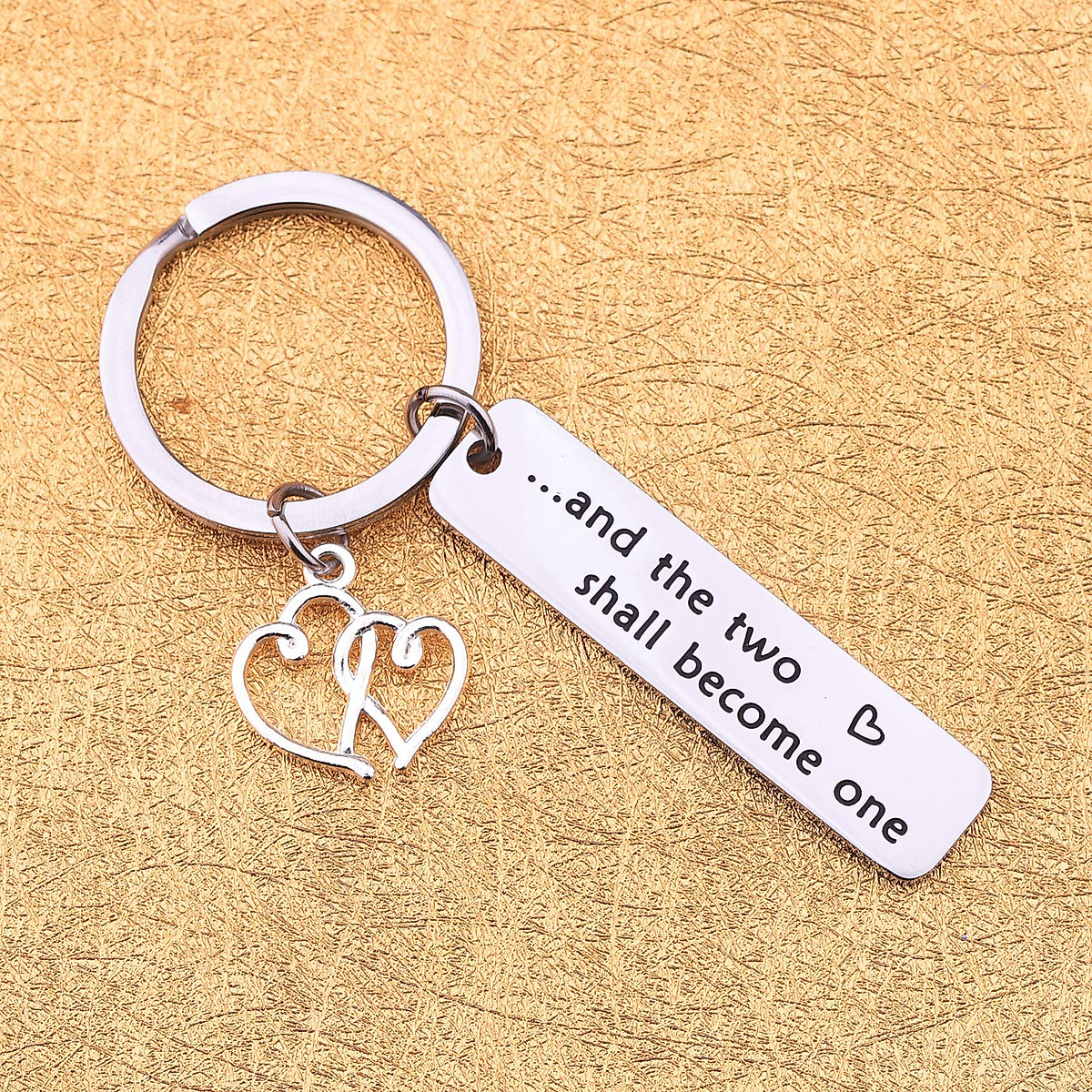 MYOSPARK Wedding Gift And The Two Shall Become One Christian Keychain Bridal Shower Engagement Gift For Newlywed Bride Groom (And The Two Shall Become One Keychain)