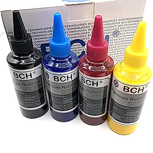 BCH Premium DTF Ink for Inkjet Printer Direct to Film Heat Transfer Printing - 400 ml Total (KCMY no White)