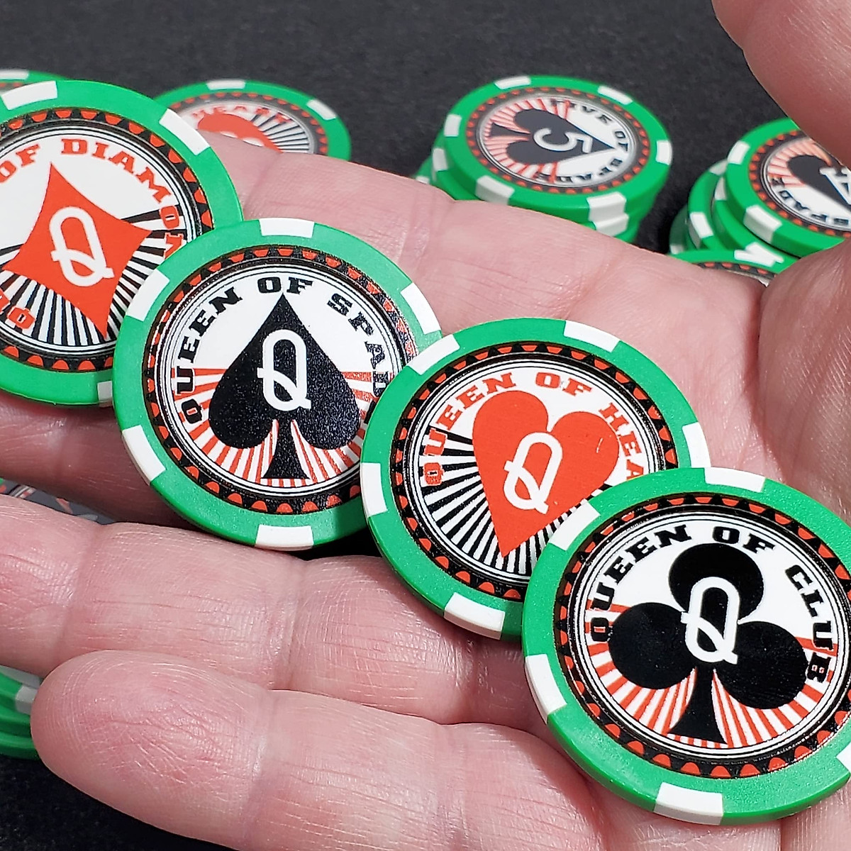 Poker Chip Cardians with Playing Cards Printed on Them - Perfect for Poker Runs - Includes Standard 52 Cards with 2 wilds & 1 Double Back