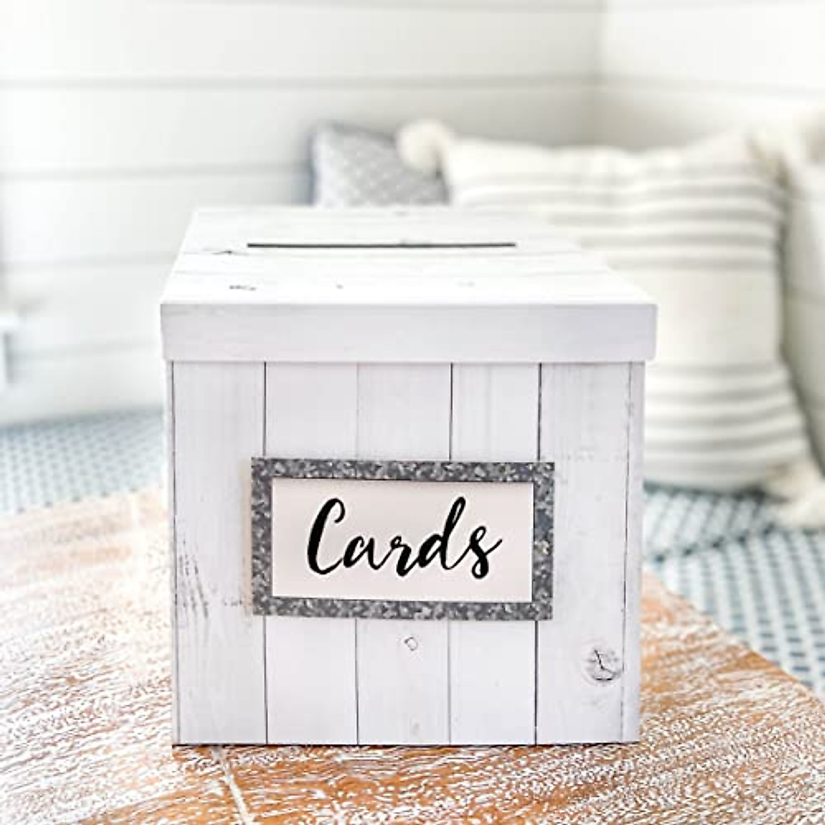 Kate Aspen White Rustic Wood Gift/Wedding Card Box, Money Box, Farmhouse Decorations For Reception or Party - Unique Decor
