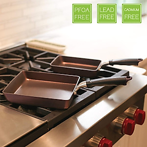 TECHEF - Tamagoyaki Japanese Omelette Pan/Egg Pan Skillet, PFOA-Free, Dishwasher Safe, Induction-Ready, Made in Korea (Black/Large)