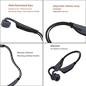 AfterRuenz Waterproof Bone Conduction Headphones Wireless Bluetooth 5.0 IP68 Headset with Mic Built-in 16 GB MP3 Player Open Ear for Swimming Running Driving Gym (Gray)